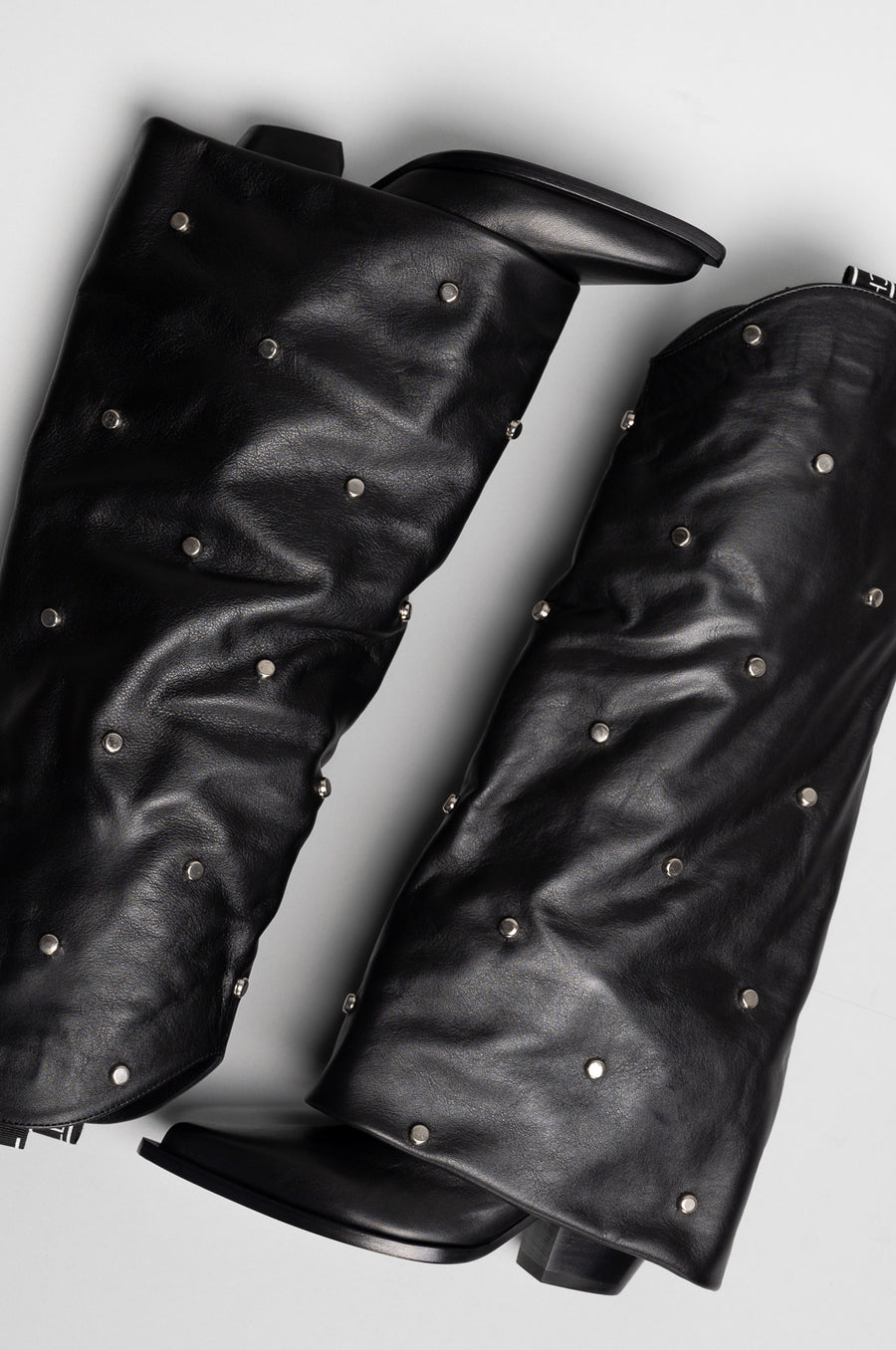 Fold-Over Boot Peggy | Deep Black Calf Leather, Made in Italy | Elena Iachi