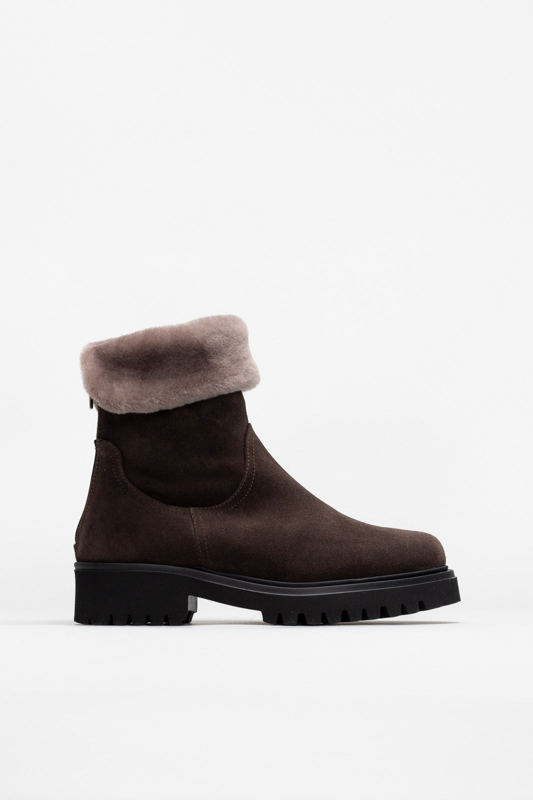 Shearling Boot Piuma | Cacao Brown Brushed Suede, Made in Italy | CC Shoes