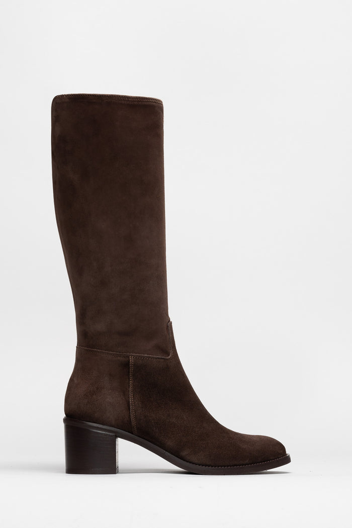 High Boot Chloe | Chocolate Brown Suede, Made in Italy | CC Shoes